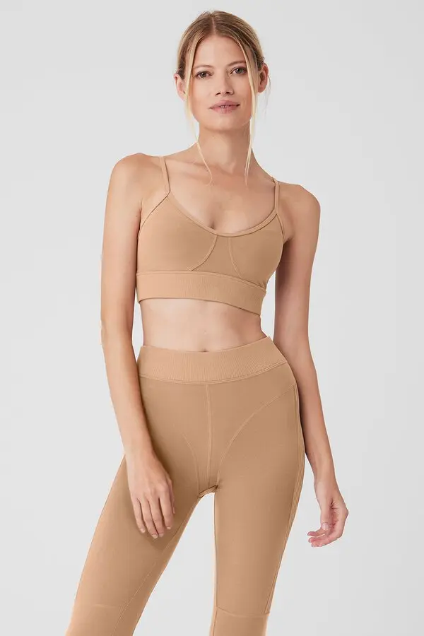 Alo Yoga Soft Head Start Bra In Toasted Almond - 21% Off